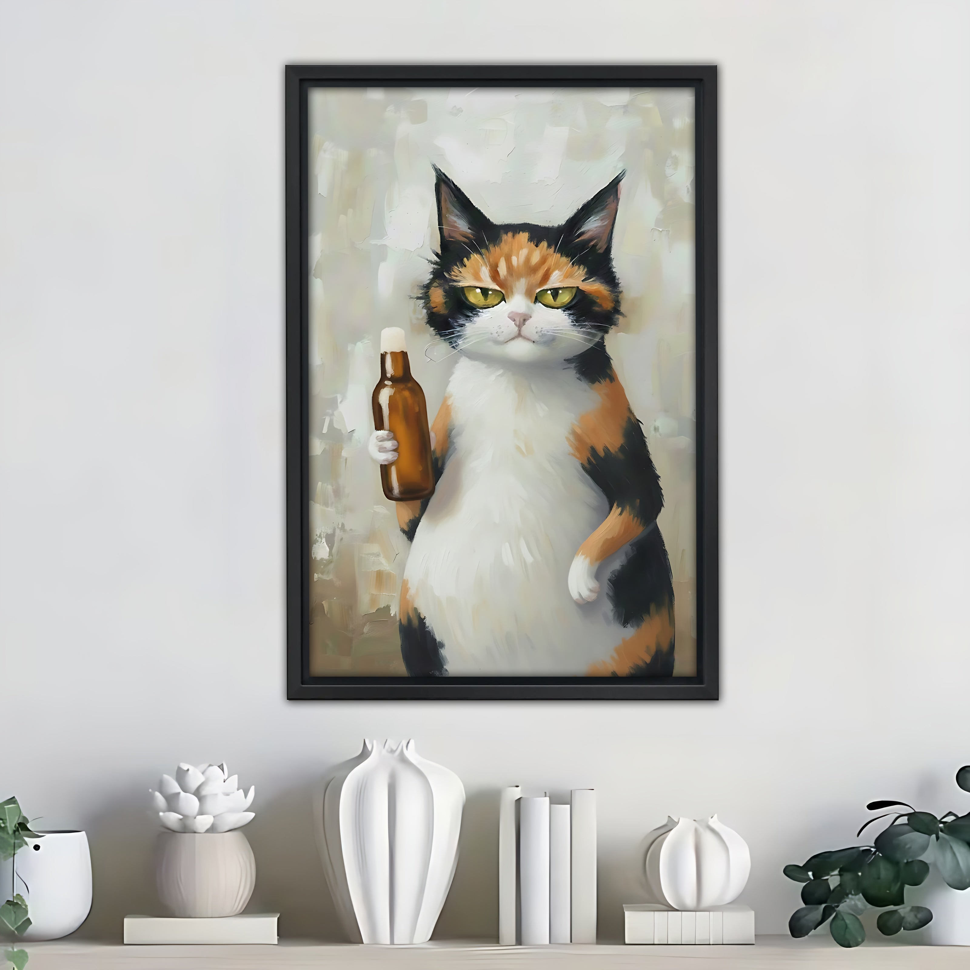 Funny Cat Art - Canvas Wall Art - Abstract Funny Living Room Decor| Li ...